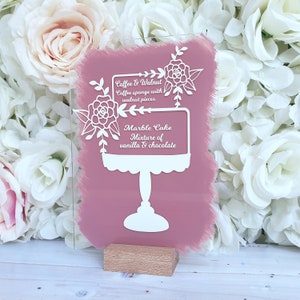 Wedding Cake Sign, Cake Flavour Sign, Acrylic Wedding Sign, Painted ...