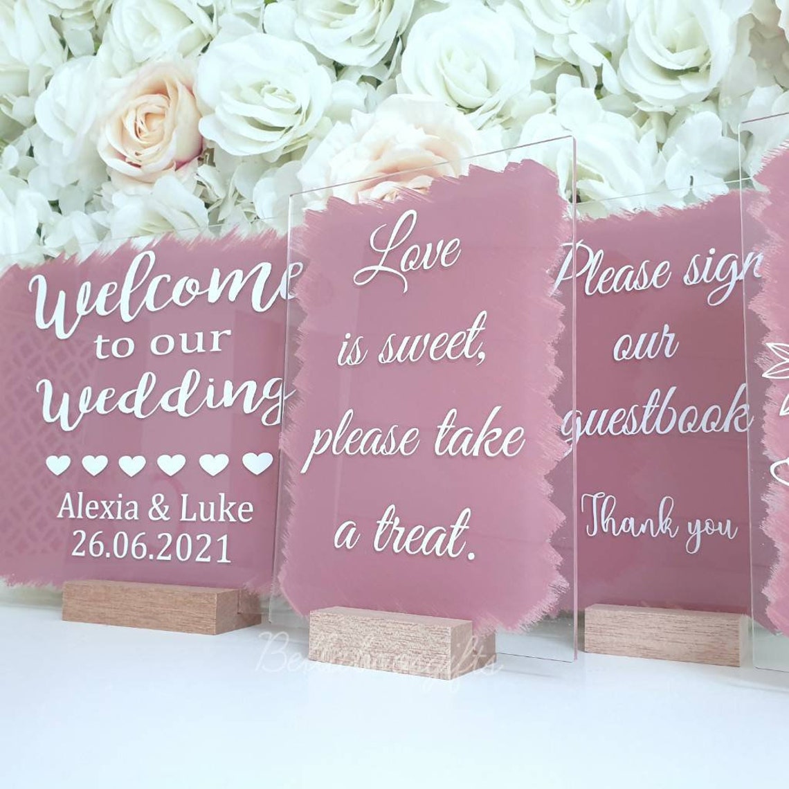 Acrylic wedding sign wedding favour sign acrylic painted | Etsy