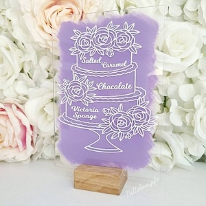 Wedding Cake Sign, Cake Flavour Sign, Acrylic Wedding Sign, Painted ...