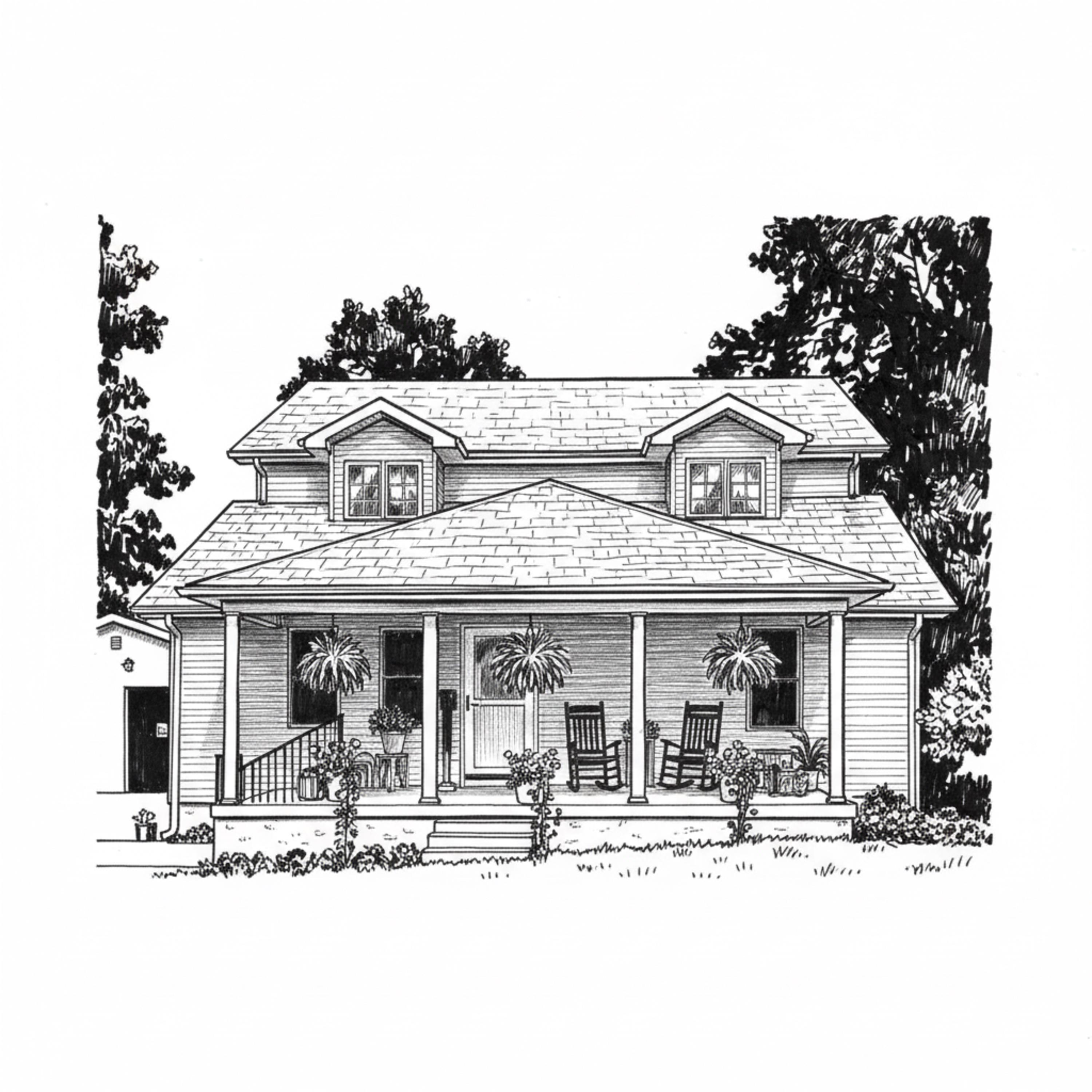 Custom House Sketch From Photo, Personalized Home Portrait (digital ...