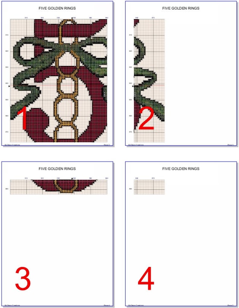 12 Days of Christmas "five GOLDEN Rings" Counted Cross Stitch ...