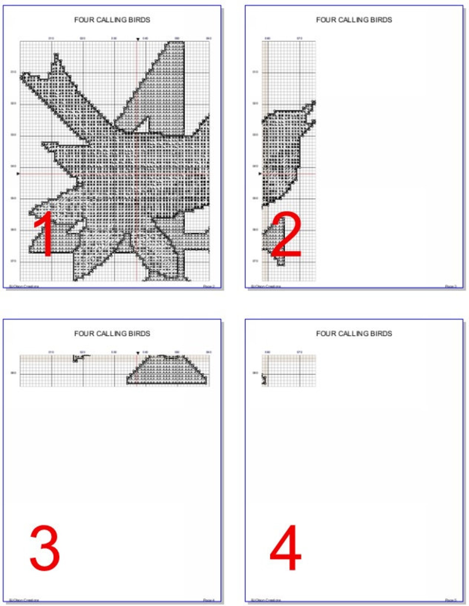12 Days of Christmas "four CALLING Birds" Counted Cross Stitch ...