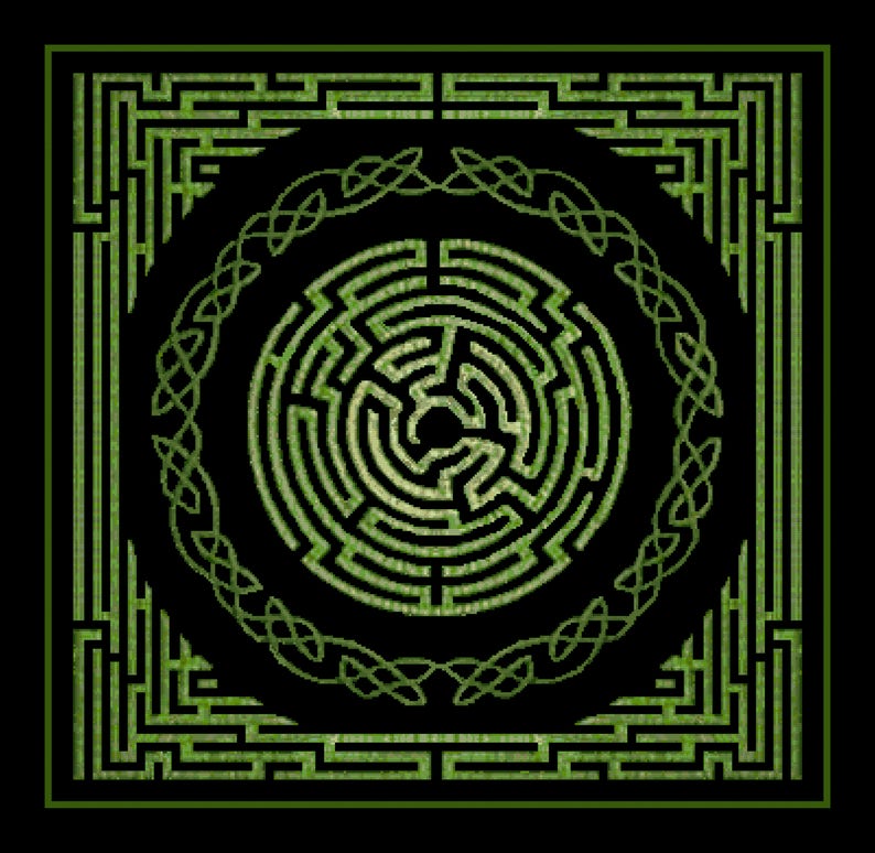 Large CELTIC KNOT MAZE Medallion Cross Stitch Pattern (approx. 18"x 17. ...