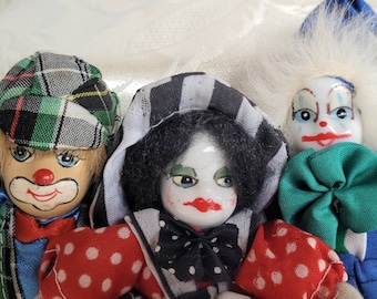 Miniature Clown Collection, Red White Green Black, Mini Companion Clown ...