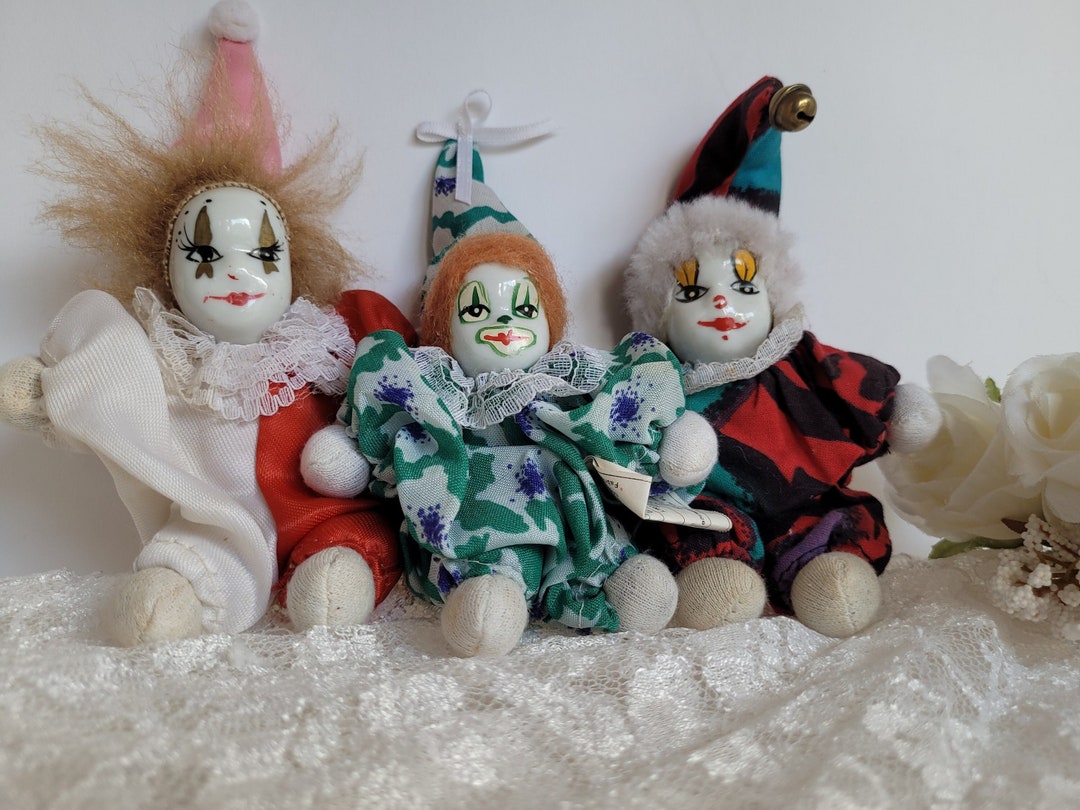 Miniature Clown Collection Red White Green Black Mini - Etsy