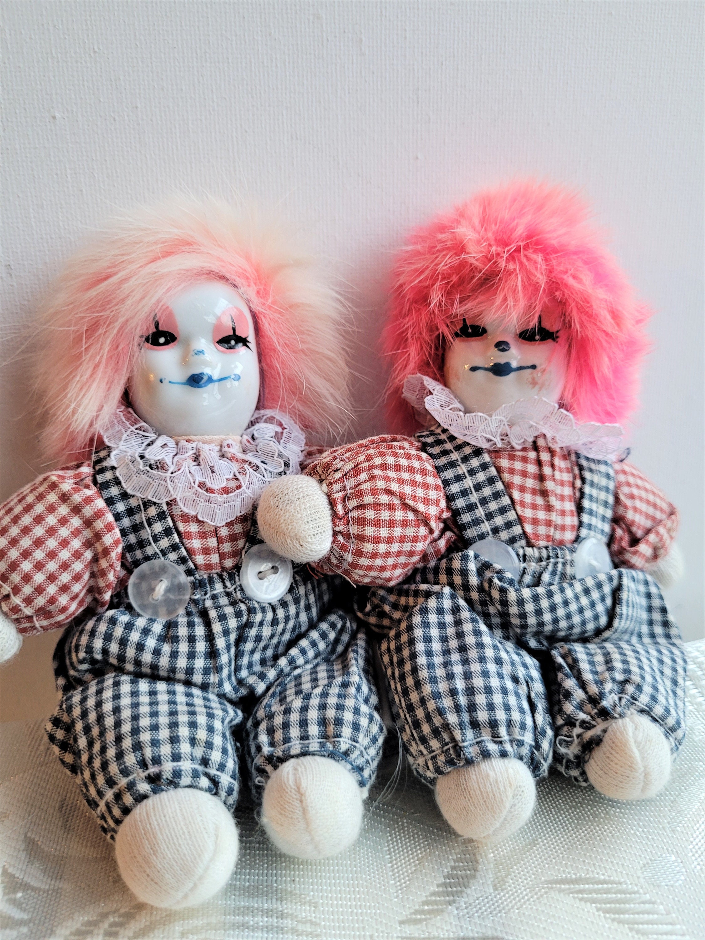 Mini Clowns, Pink Red Black, Companion Clown Set, Miniature Collector ...