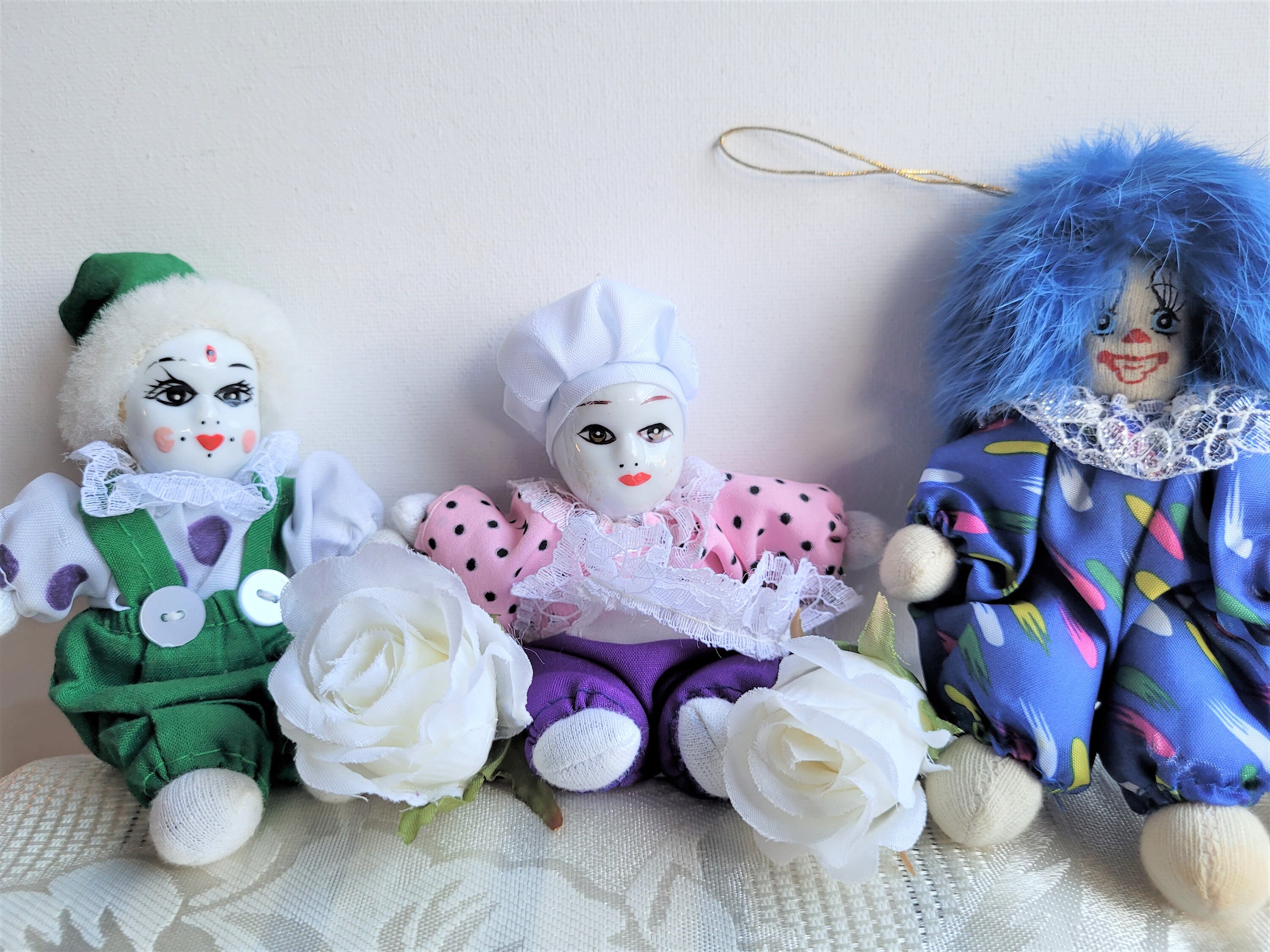 Mini Clowns Green White Purple Pink Blue Miniature Companion - Etsy