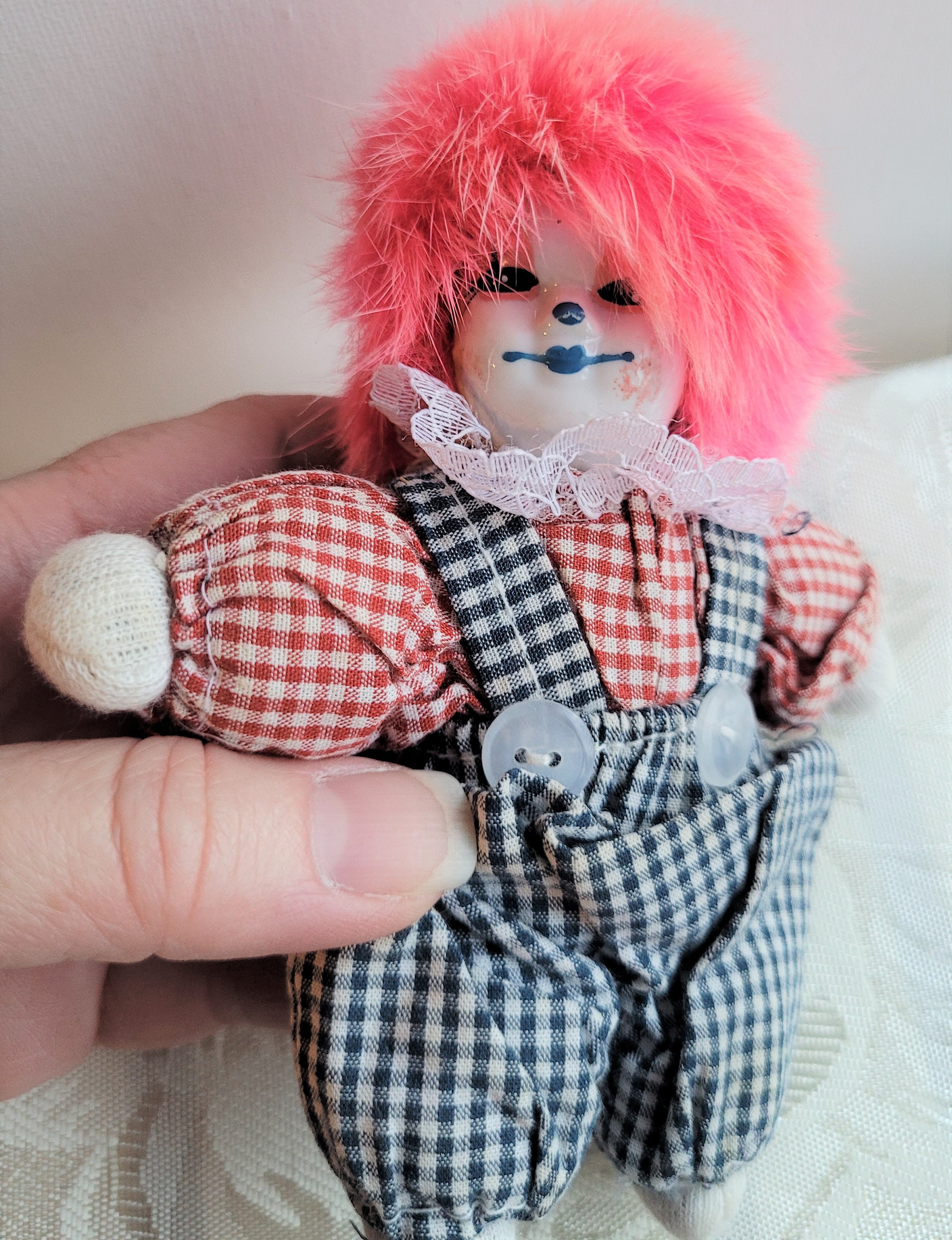 Mini Clowns, Pink Red Black, Companion Clown Set, Miniature Collector ...