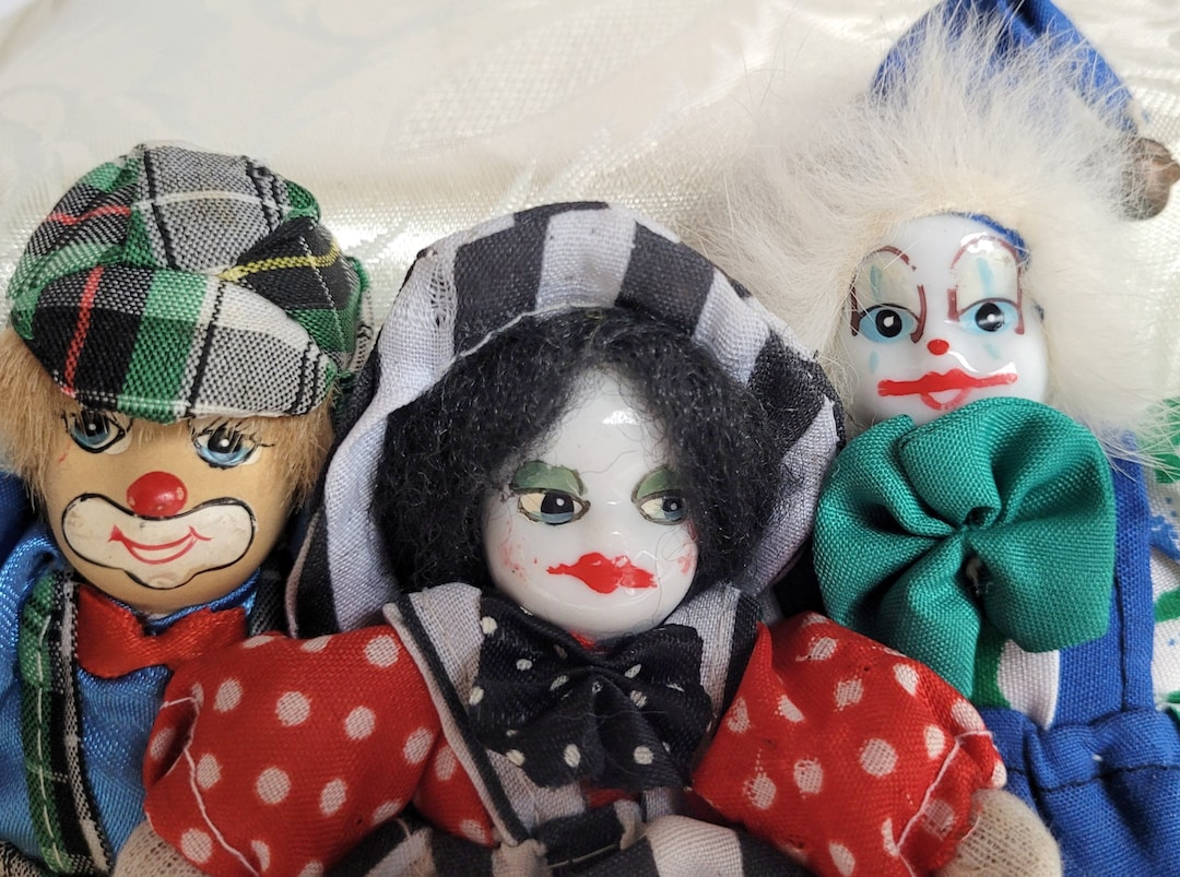 Miniature Clown Doll Set: Vintage Ceramic Head Beanbag Clowns - Etsy