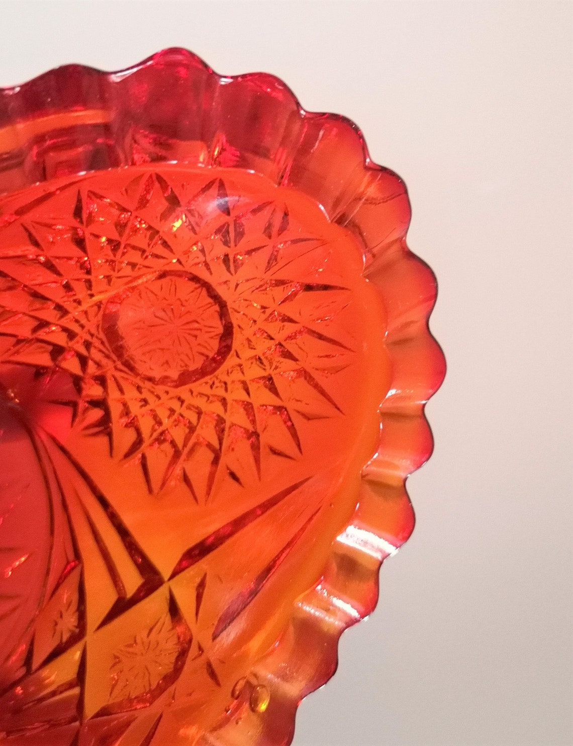 Red Candy Dish Depression Glass Bowl Red to Orange Oval - Etsy