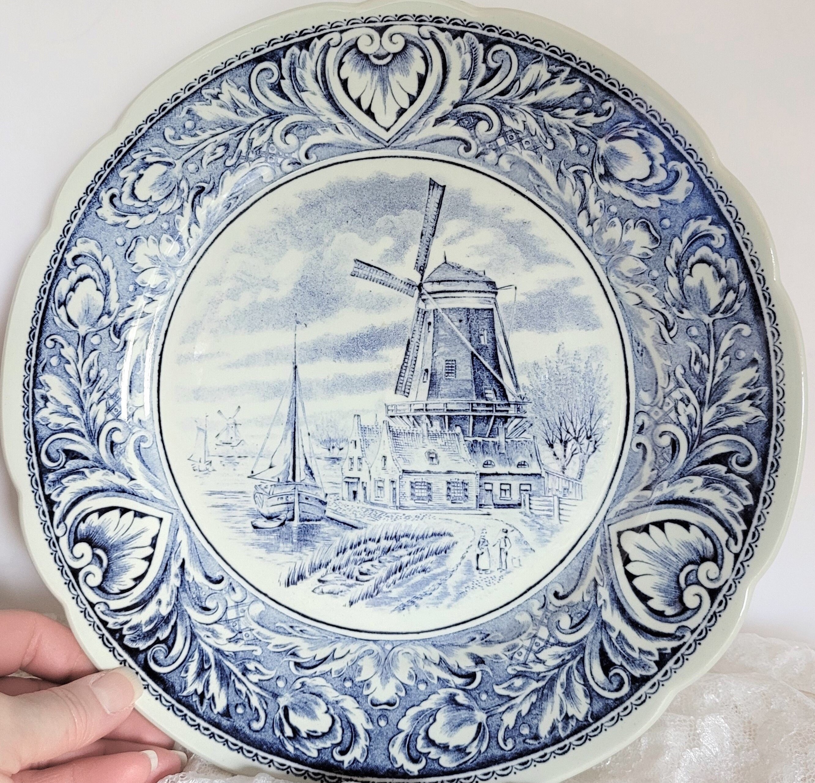 Blue Delftware Plates, Windmill & MS Ryndam Cruise Ship, Collector ...