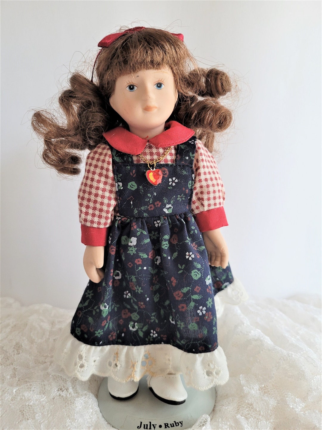 Porcelain Collection Doll, July Ruby by Russ, Companion Stand Doll ...