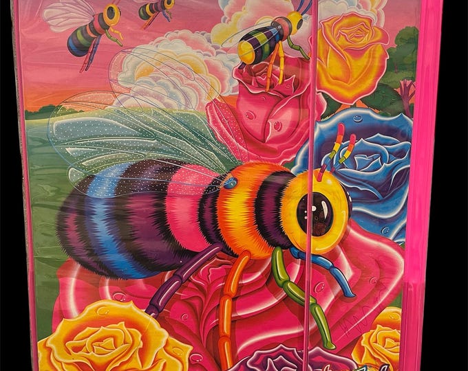 Vintage Lisa Frank Buzz the Rainbow Bumble Bee Trifold 3 Ring Binder ...