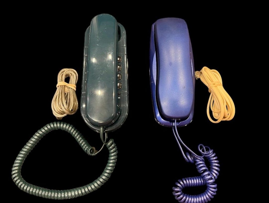 2 Vtg Wall Mounted Desk Cord Push Button Phones Teltech Spectra-phone ...