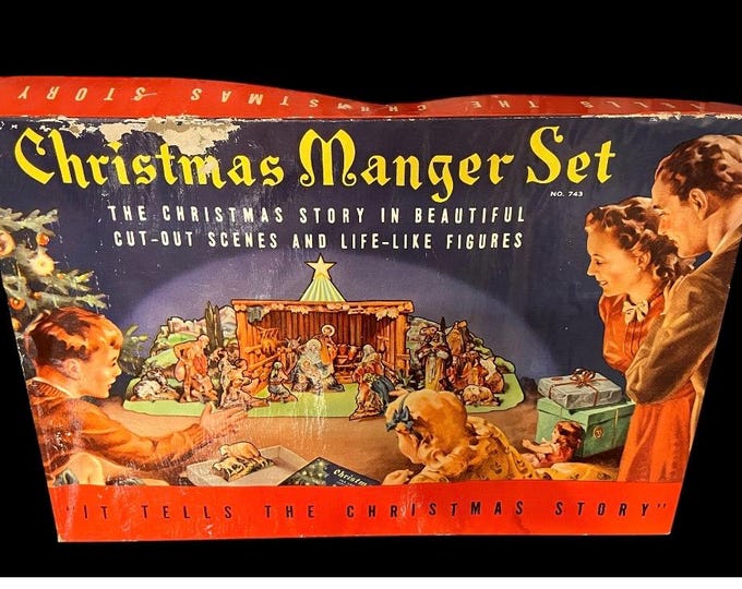 Vintage MCM 1950s Lithograph 3-dimensional Nativity Set Complete Cut ...