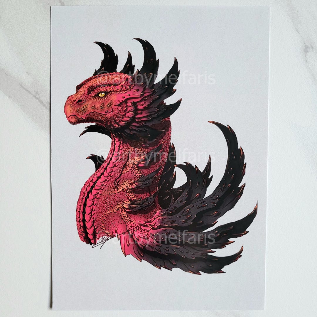 Red Dragon Portrait, 5x7 Art Print - Etsy