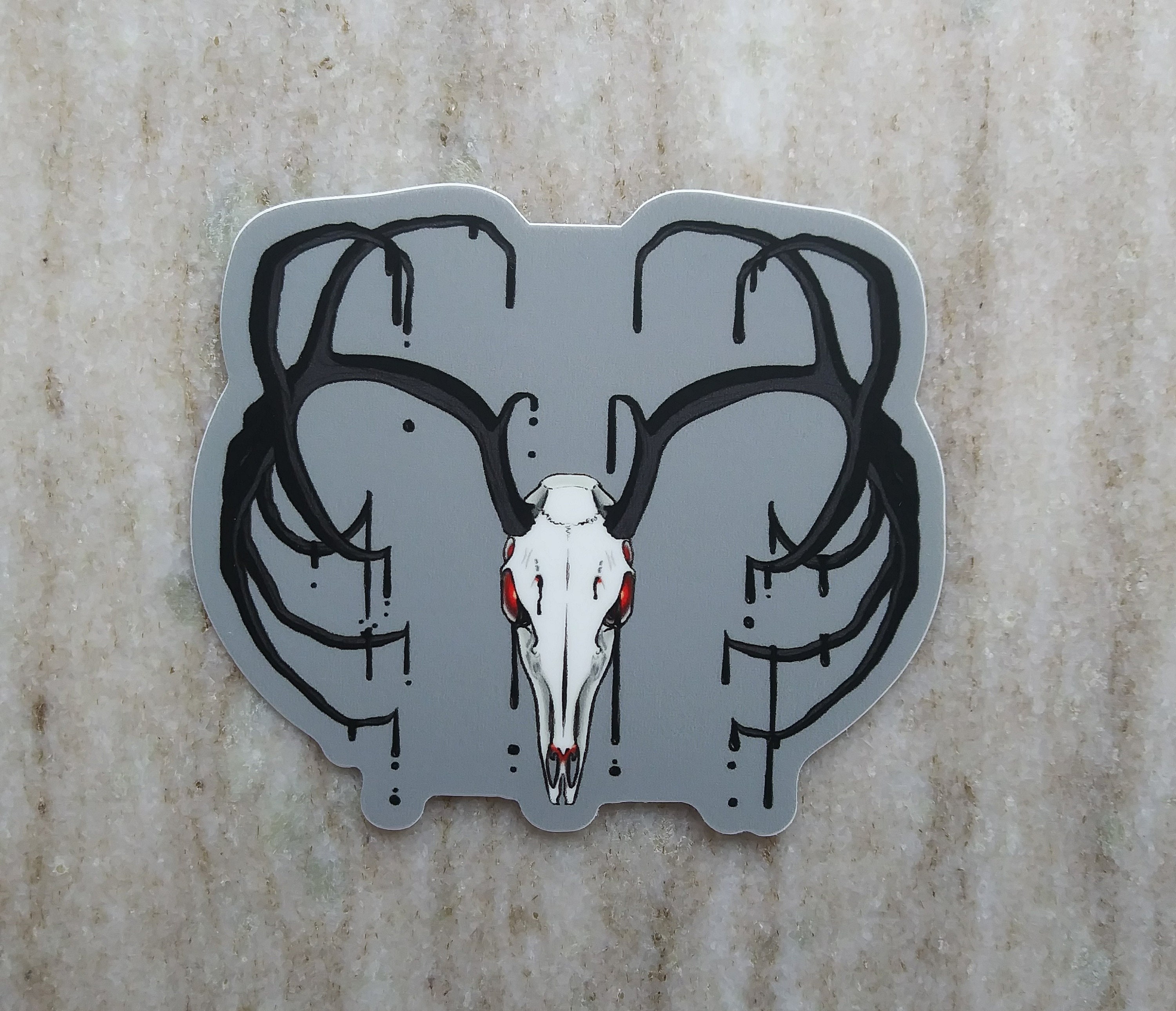 Undead Skeleton Deer Skull, Vinyl Sticker - Etsy