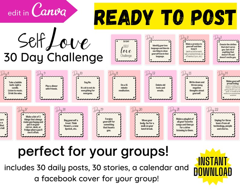 Social Media Self Love Bundle|instagram|facebook|ready to Post|social ...