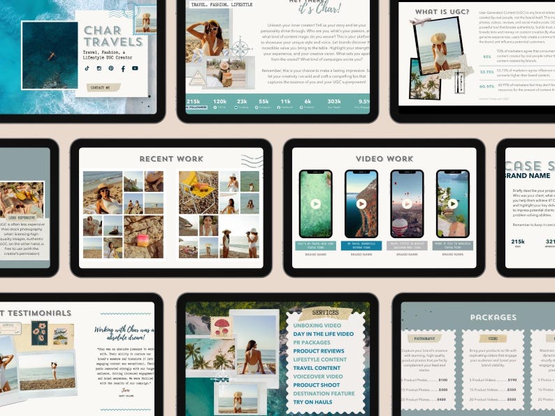 Travel UGC Portfolio Canva Website Template | Media Kit Landing Page ...