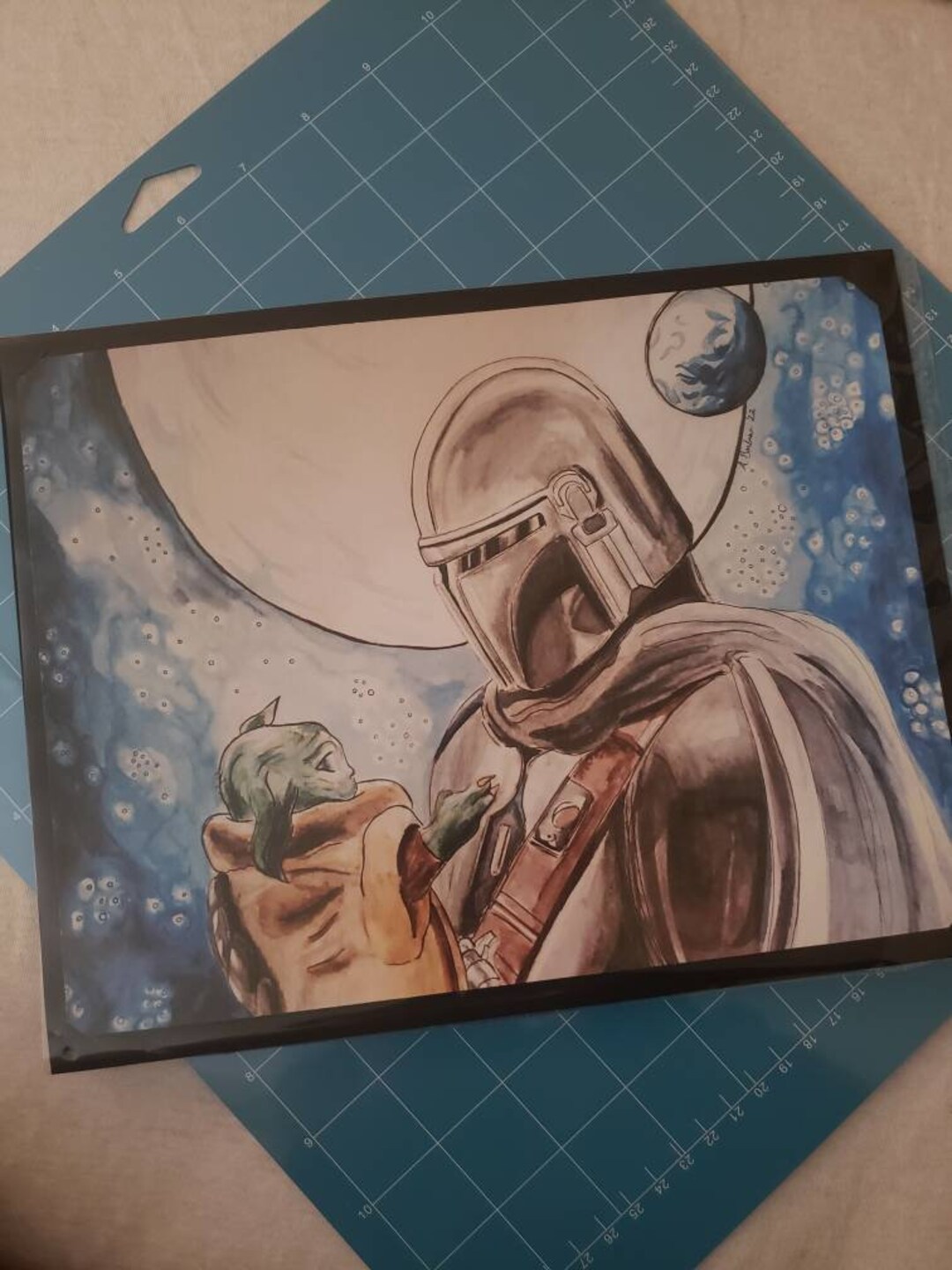 The Mandalorian and Grogu Watercolor Print - Etsy
