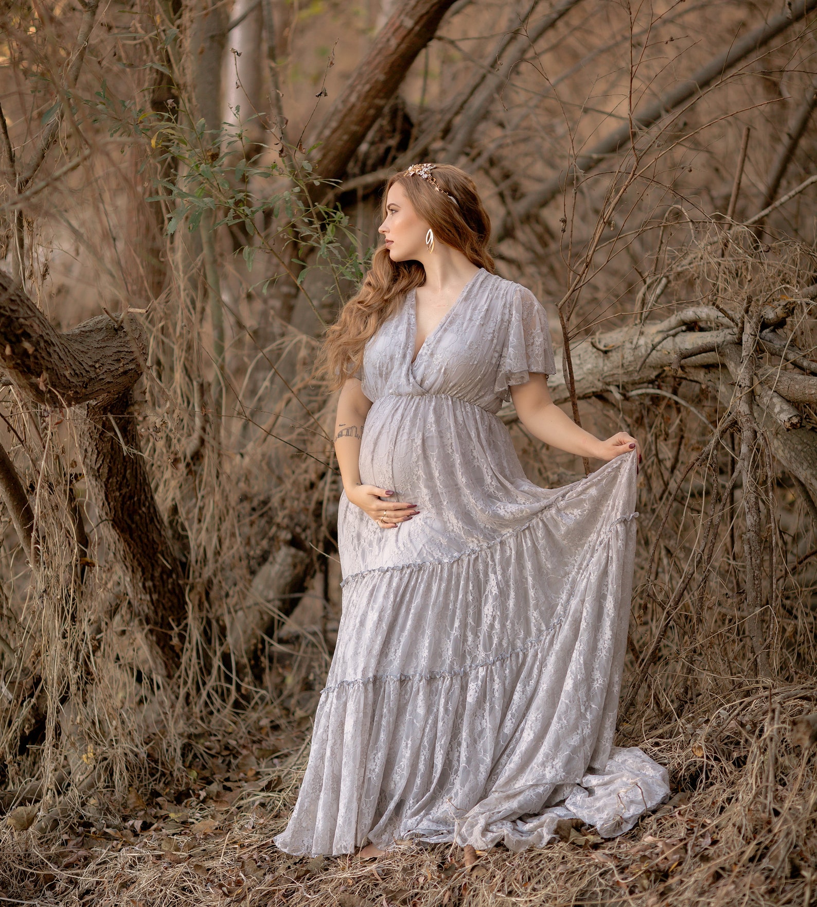 Boho Lace Maternity Dress for Photo Shoot Baby Shower and - Etsy