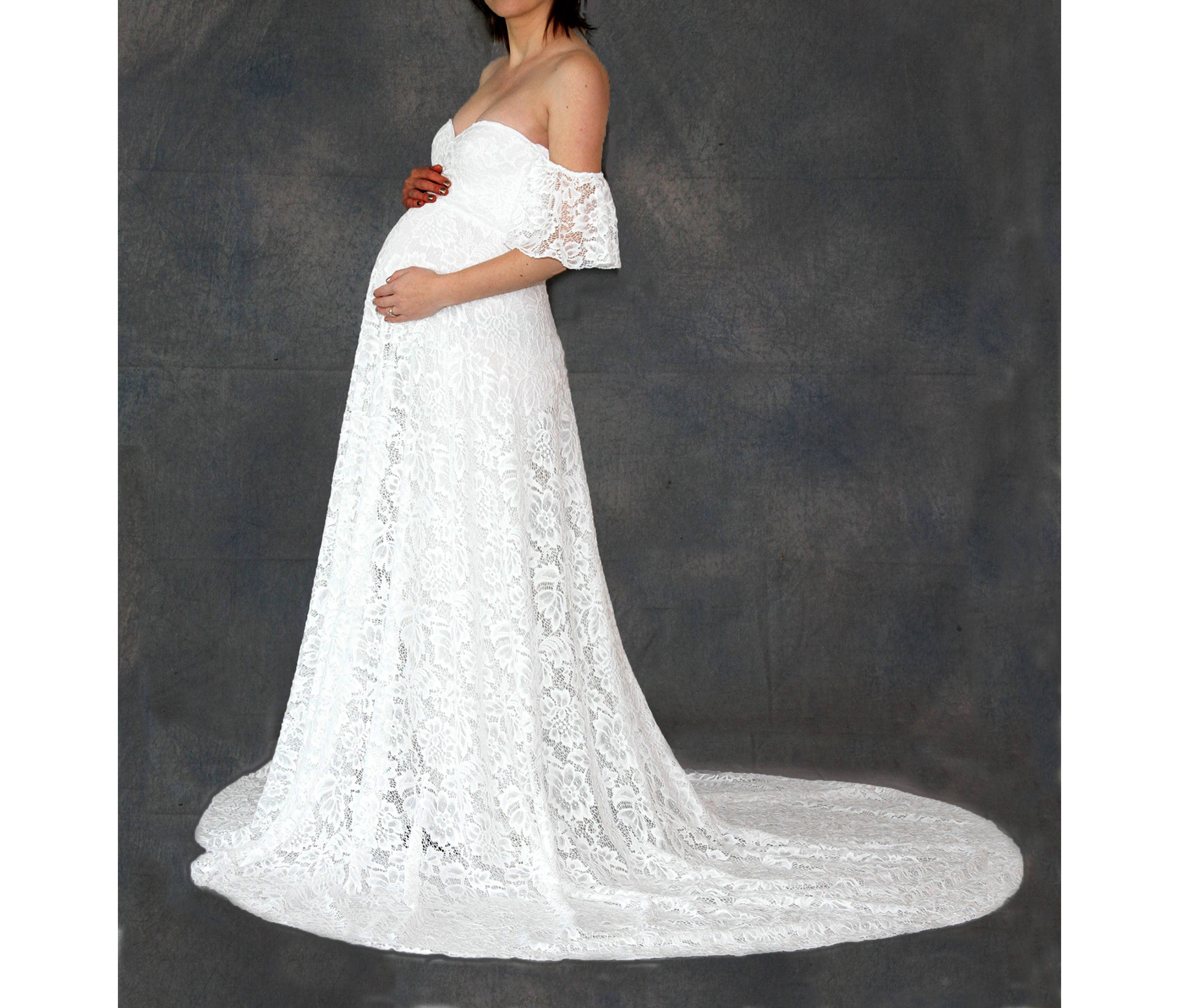 White Lace Maternity Gown for Wedding-maternity Dress for - Etsy
