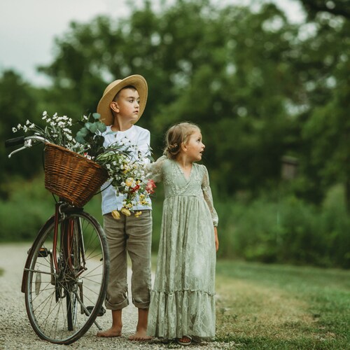 Flower Girl Bohemian Style Dress Rustic Lace Flower Girl Etsy
