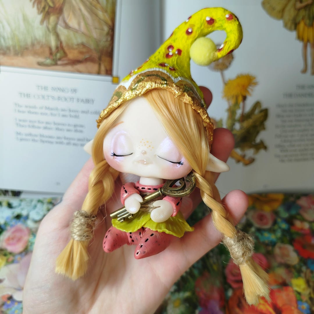 Cute Fairy Doll With Key - Magic Fae Art Doll - Fantasy Baby Ooak Art ...