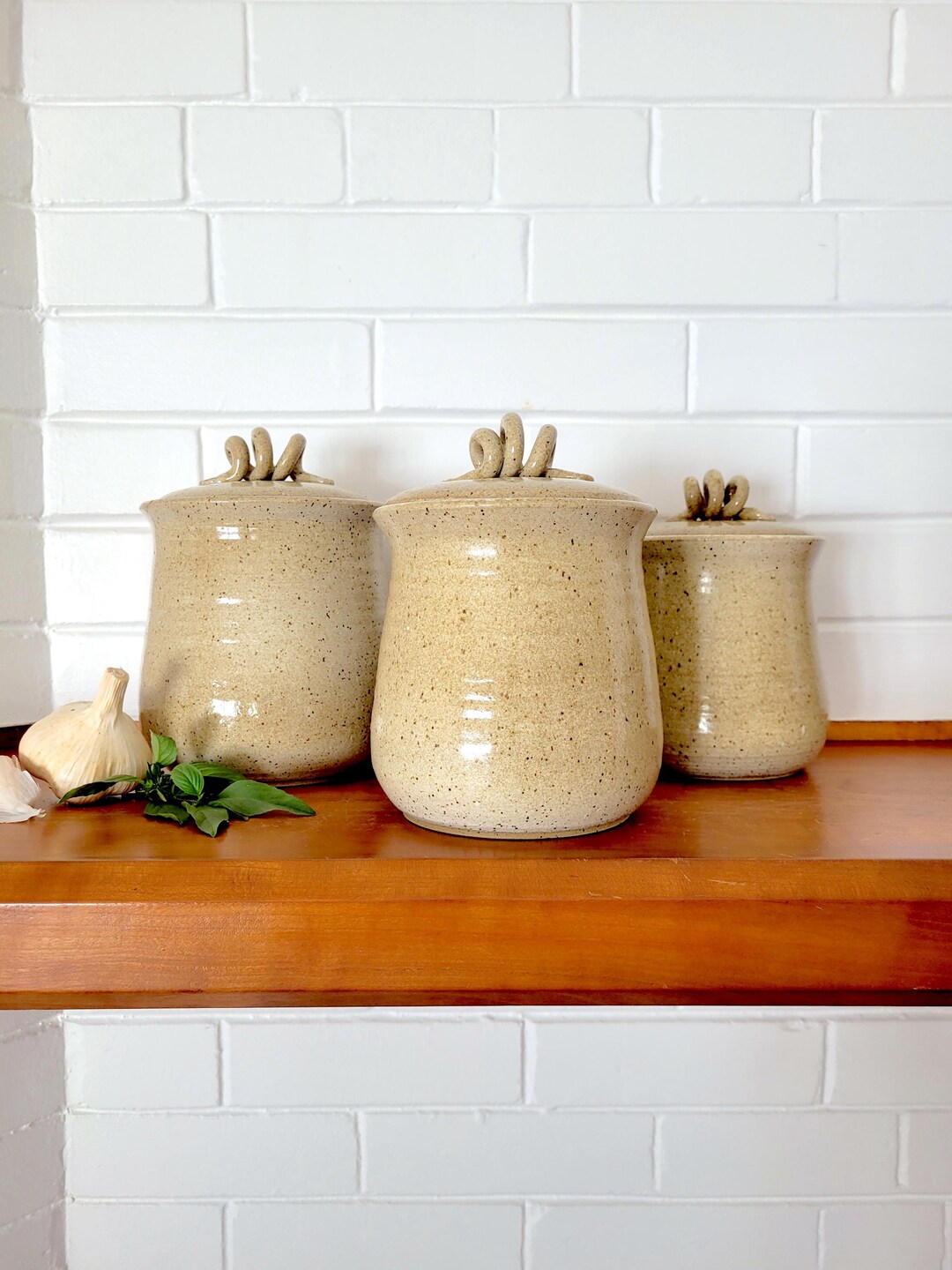 Vintage Ceramic Kitchen Jar Set for Flour, Sugar, Coffee, Tea ...