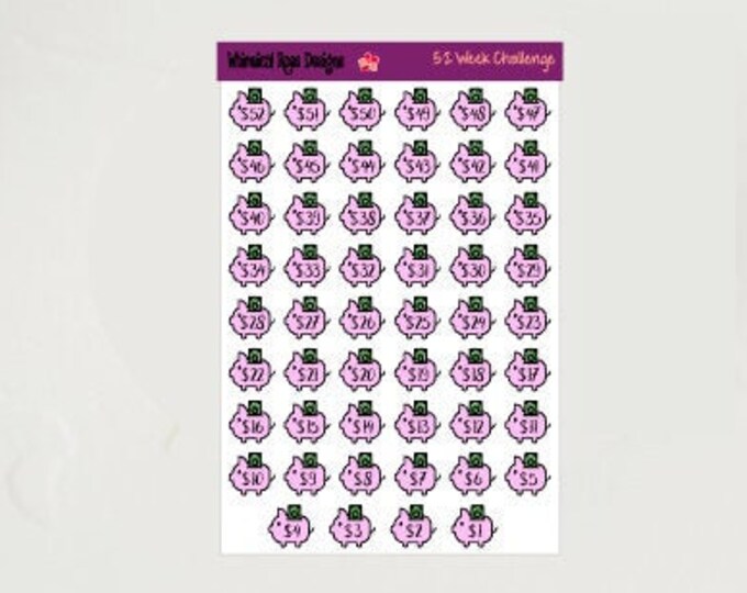 52 Week Savings Challenge Icon-sticker Sheet//mini Icons//bullet ...