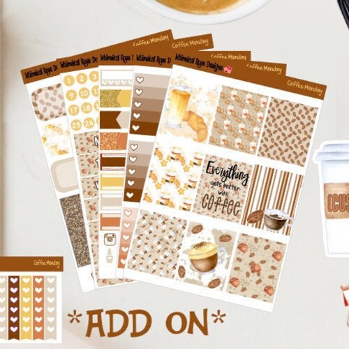 Coffee Monday-vertical Planning Weekly Sticker Kit FREE - Etsy