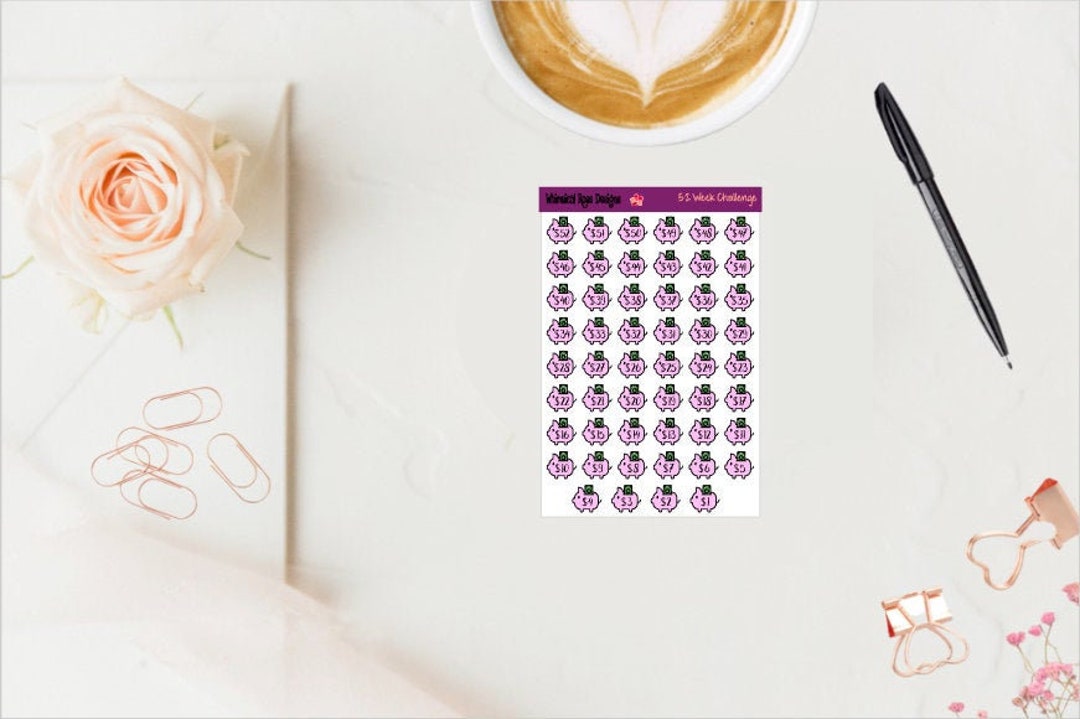 52 Week Savings Challenge Icon-sticker Sheet//mini Icons//bullet ...