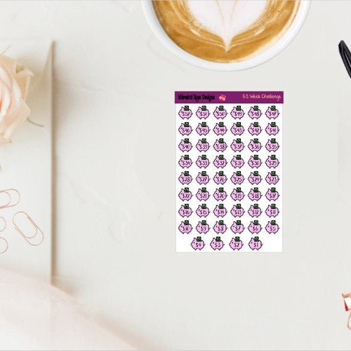 52 Week Savings Challenge Icon-sticker Sheet//daily - Etsy
