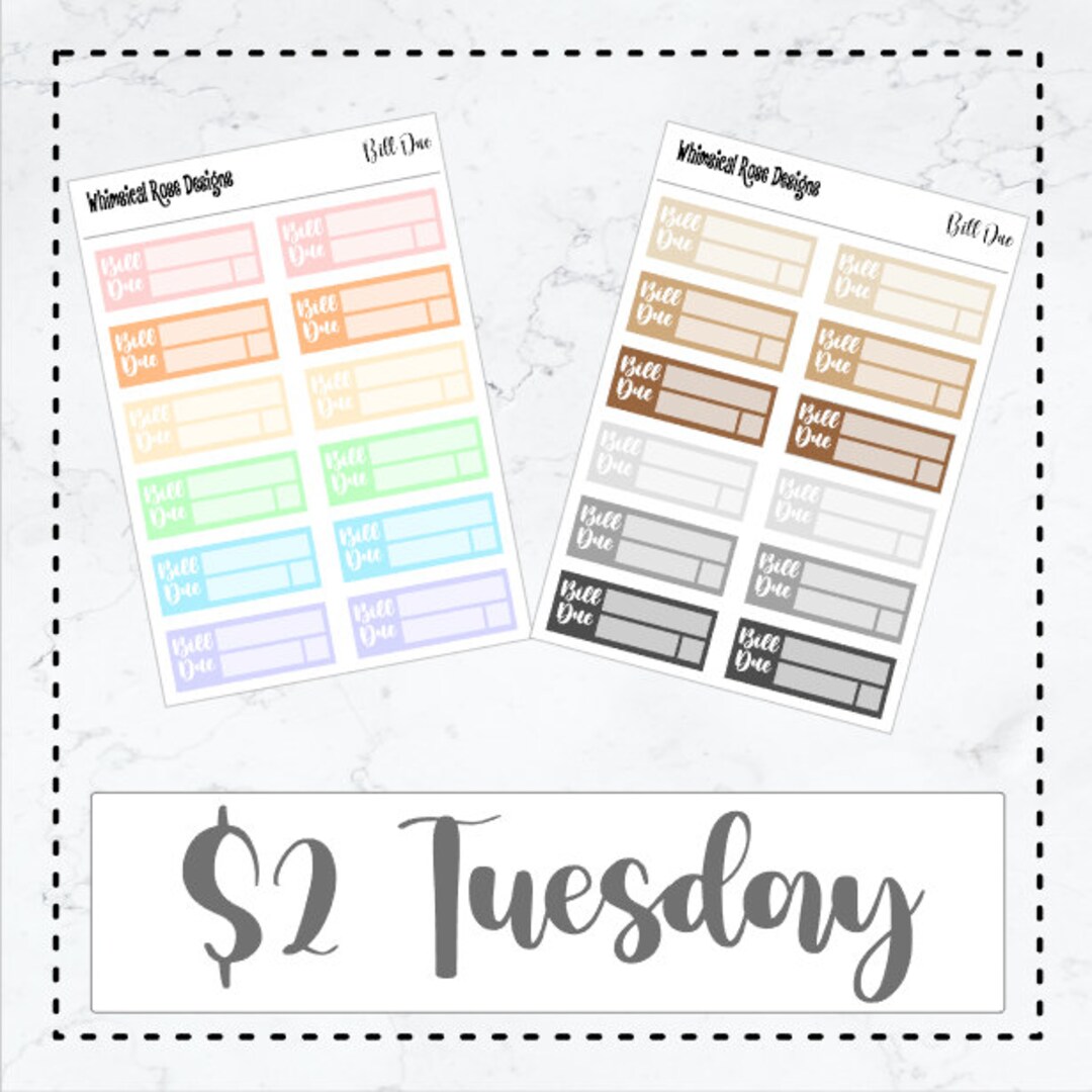 2 Dollar Tuesday: Bill Due-sticker Sheet//daily Planner//happy - Etsy