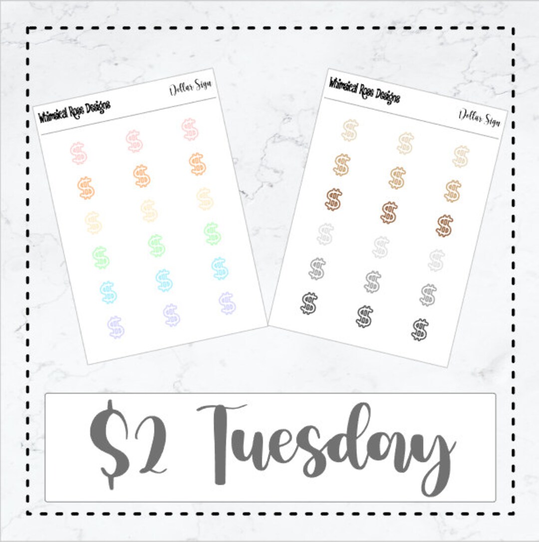 2 Dollar Tuesday: Dollar Sign-sticker Sheet//daily Planner//happy ...