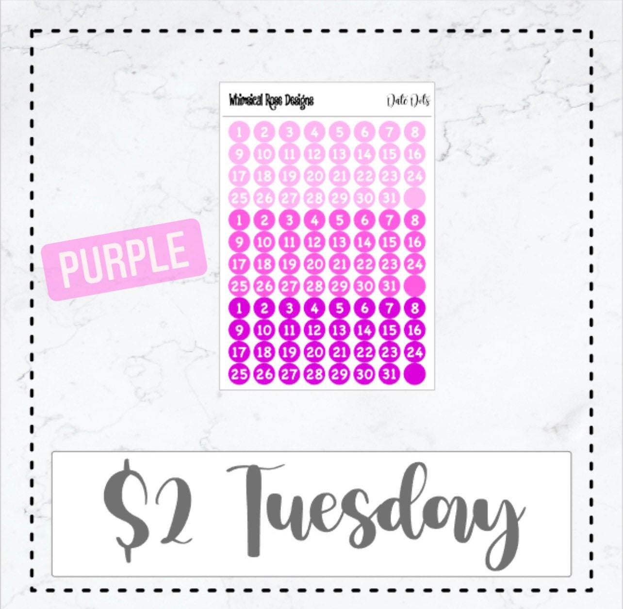 2 Dollar Tuesday: Assorted Colors Date Dots-sticker Sheet//daily ...