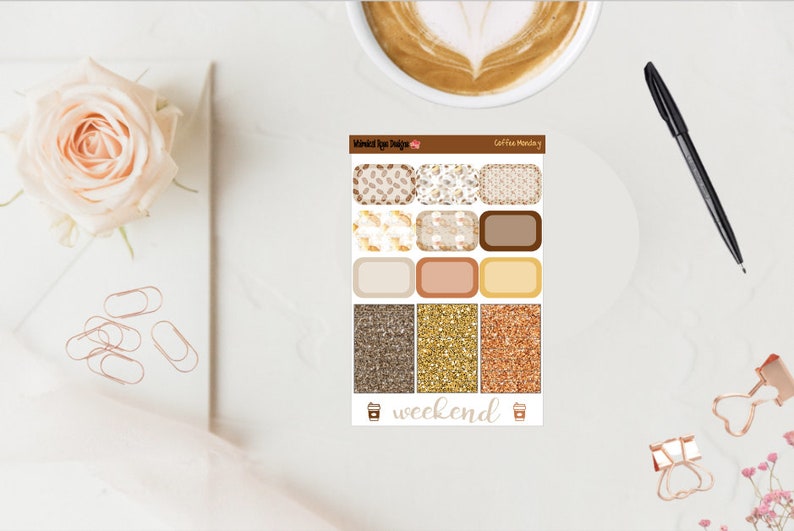 Coffee Monday-vertical Planning Weekly Sticker Kit FREE | Etsy