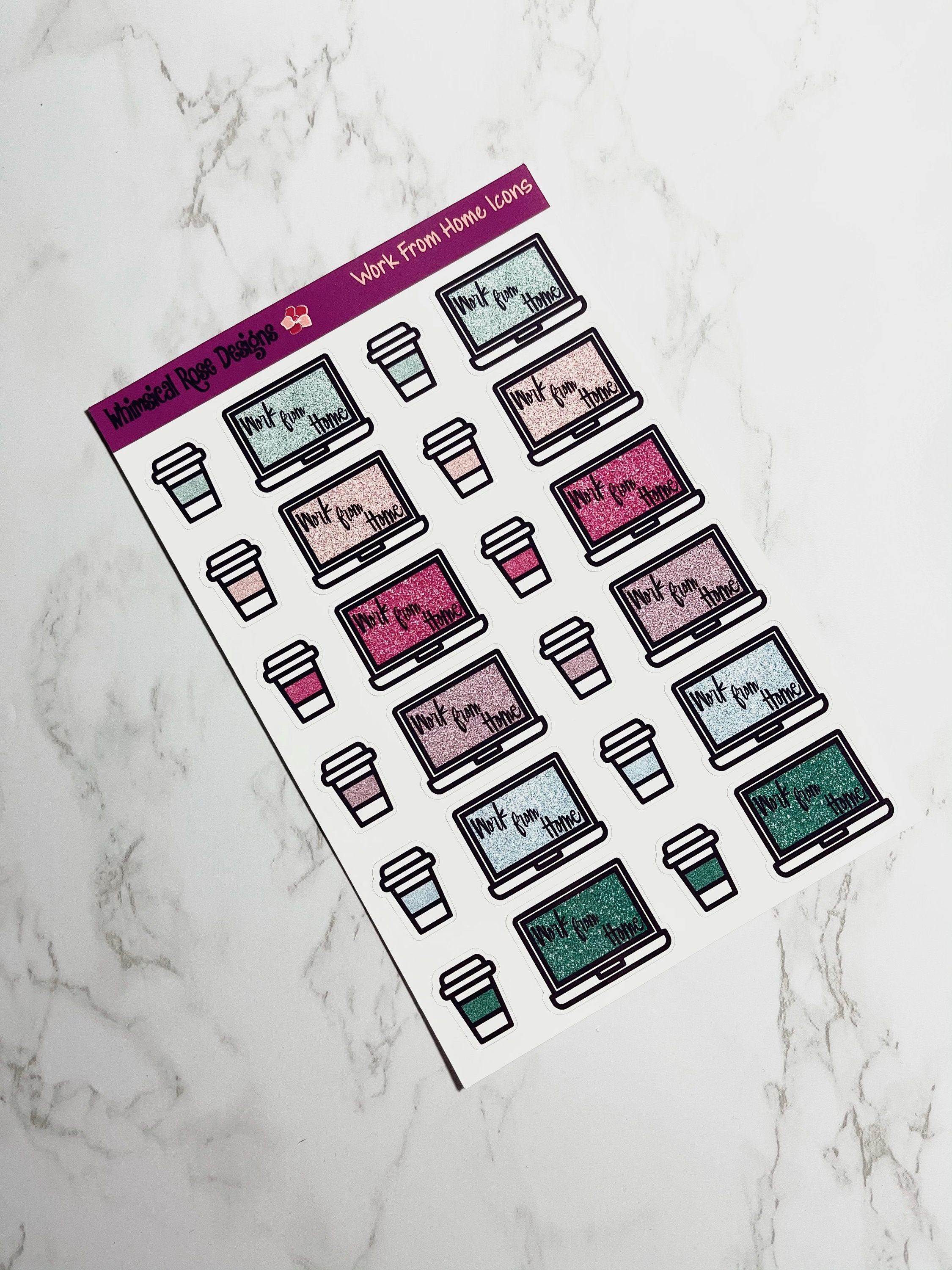 Work From Home & Coffee Icon-sticker Sheet//daily Planner//computer ...