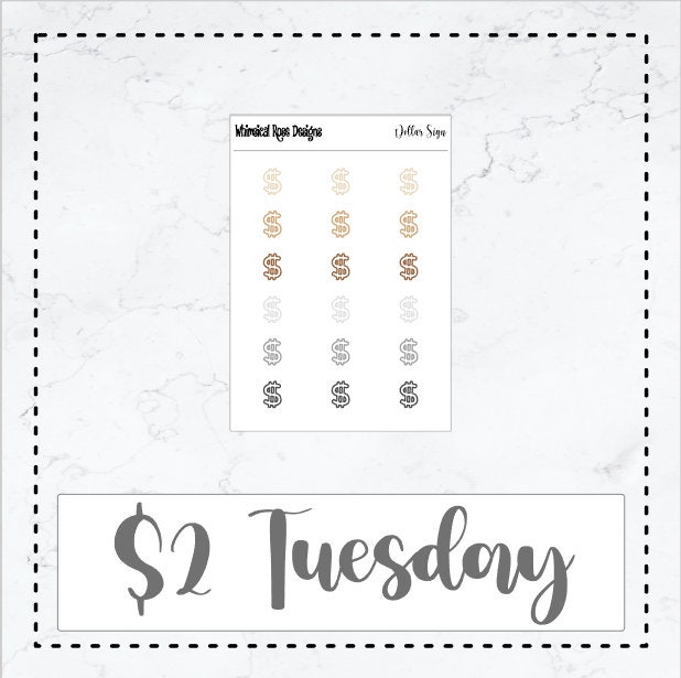2 Dollar Tuesday: Dollar Sign-sticker Sheet//daily - Etsy