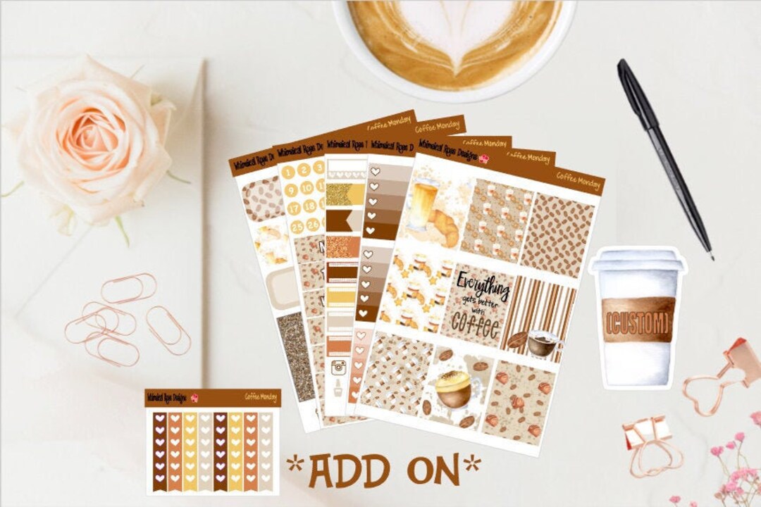 Coffee Monday-vertical Planning Weekly Sticker Kit, FREE Sticker//daily ...