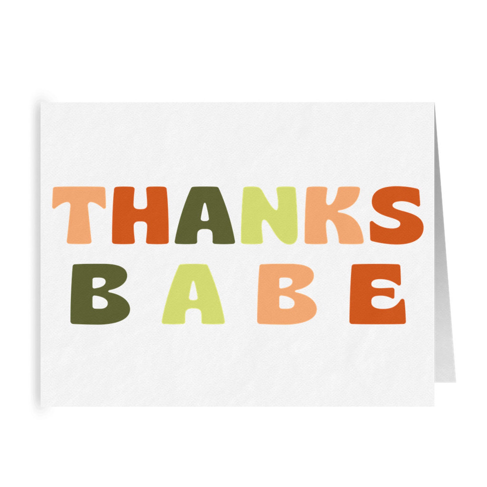 Thanks Babe Thank You Card Retro Groovy Greeting Card - Etsy