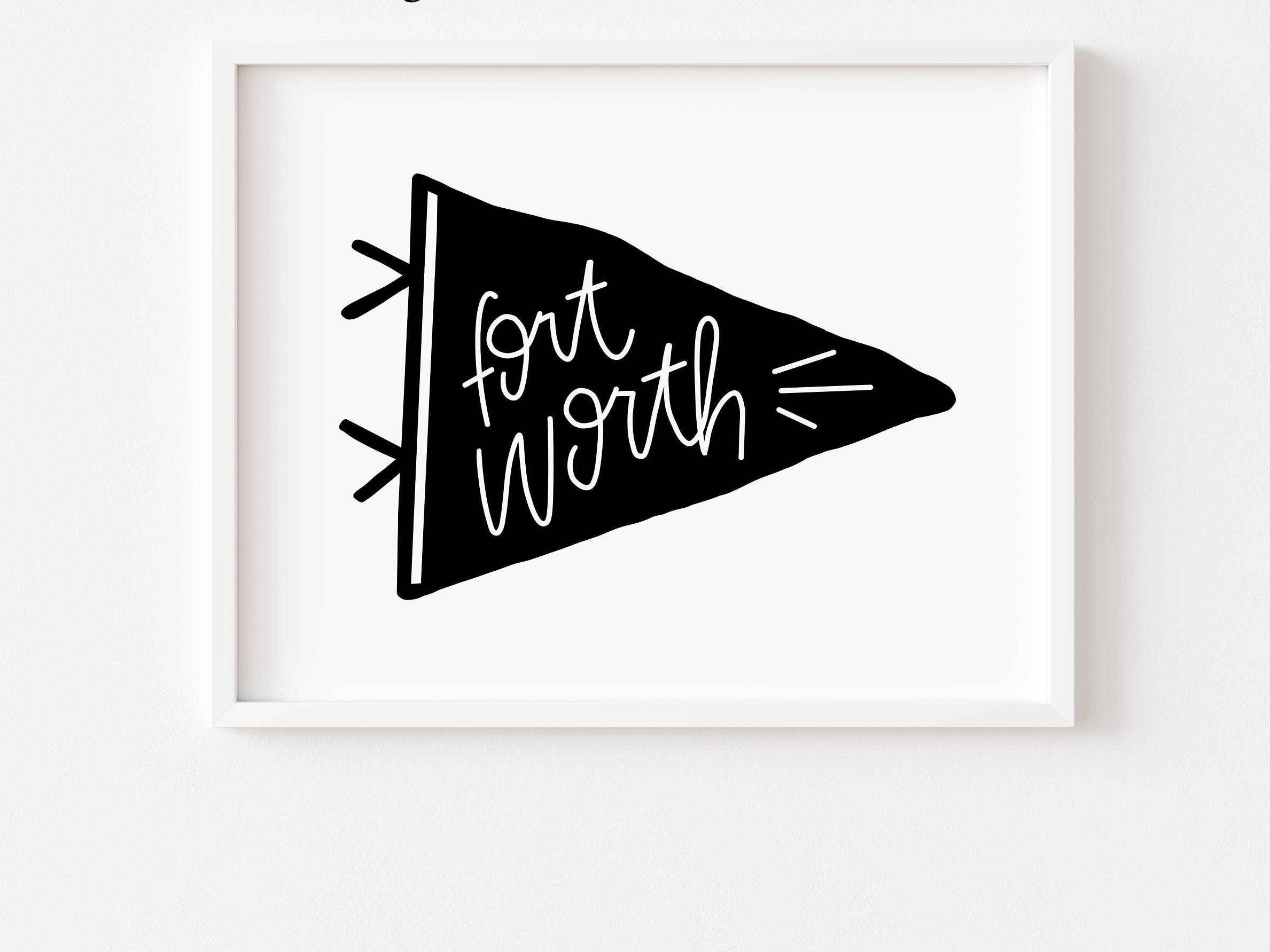 Fort Worth Pennant Flag Poster FTW TX Texas Print Wall - Etsy