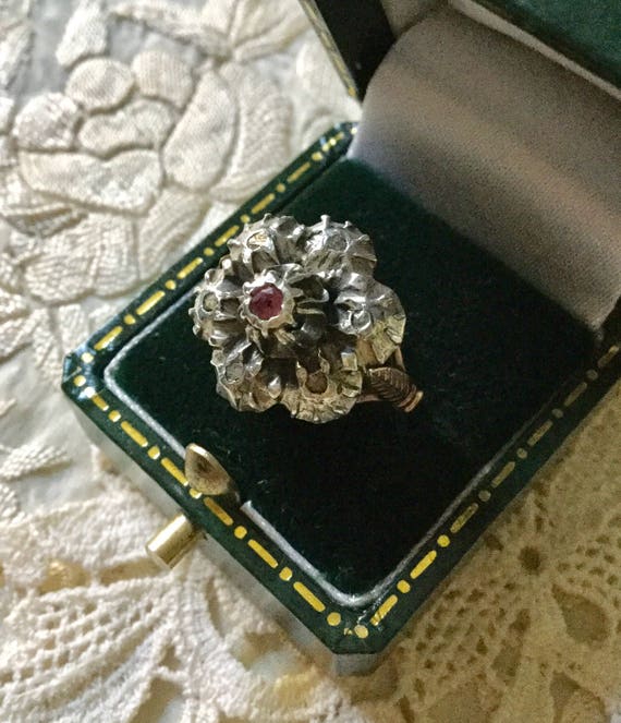 Georgian c1800 DIAMOND RUBY ANTIK Ring- Rose Gold & c… - Gem