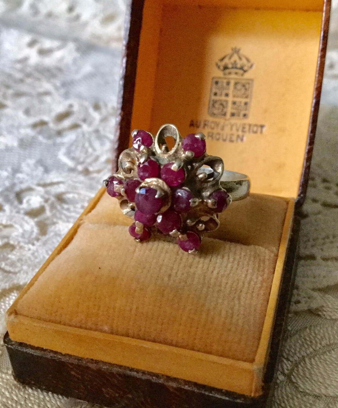 1800s ANTIQUE RUBY Vermeil SILVER Exceptional Ring-natural Beautiful ...