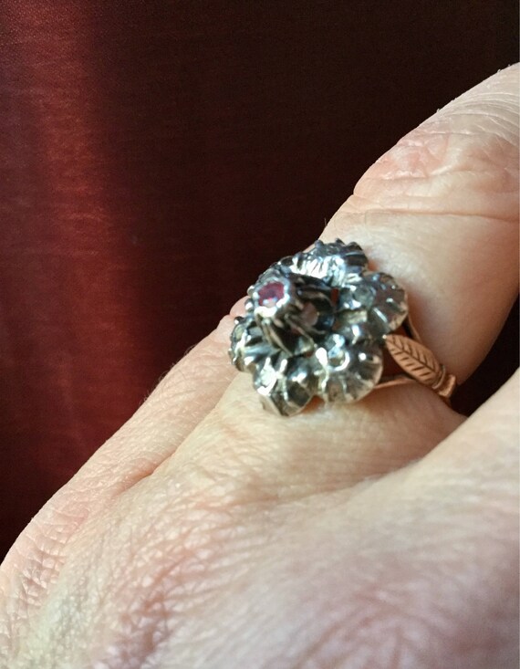 Georgian c1800 DIAMOND RUBY ANTIK Ring- Rose Gold & c… - Gem