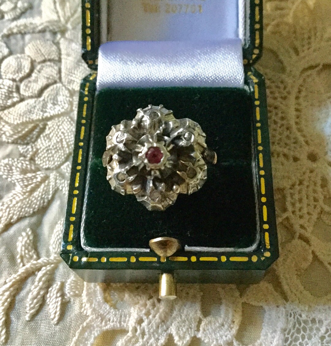 Georgian C1800 ANTIQUE French RUBY Diamond Ring Rose Gold & - Etsy