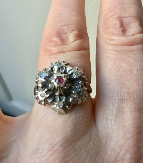 Georgian c1800 DIAMOND RUBY ANTIK Ring- Rose Gold & c… - Gem