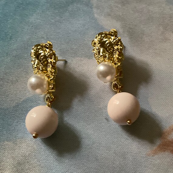 LION PEARL Elegant Art Deco Pink CONCHE Gold Plated V… - Gem