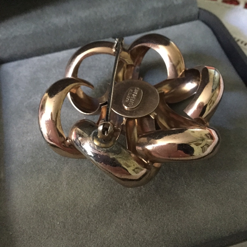 AUTHENTIC NAPIER Sterling VINTAGE Huge Brooch - Rose Gold Vermeil ...