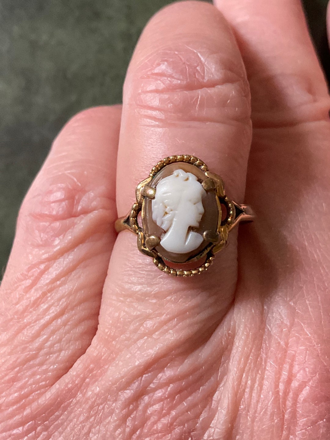 19th FRANCE Antik GENUINE CAMEO Gold Plated Ring- Original Design ...